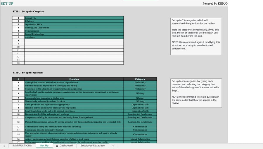 Excel employee performance review template - FREE download
