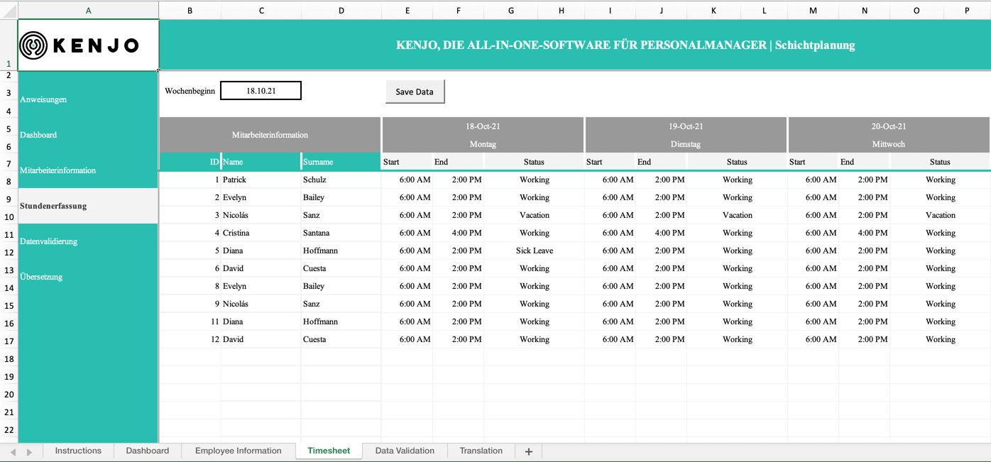 Kostenlose Schichtplan Excel Vorlage